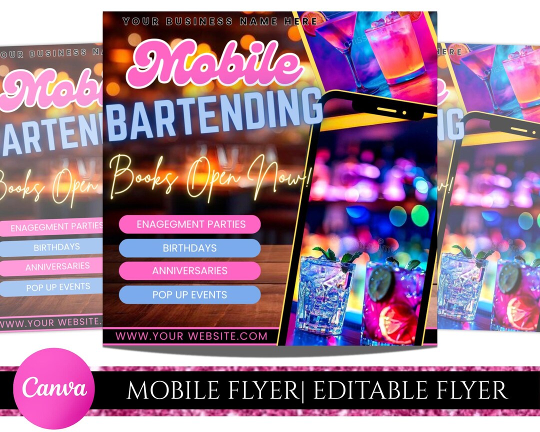 Editable Mobile Bartending Flyer: Corporate Event, Mixologist Service ...