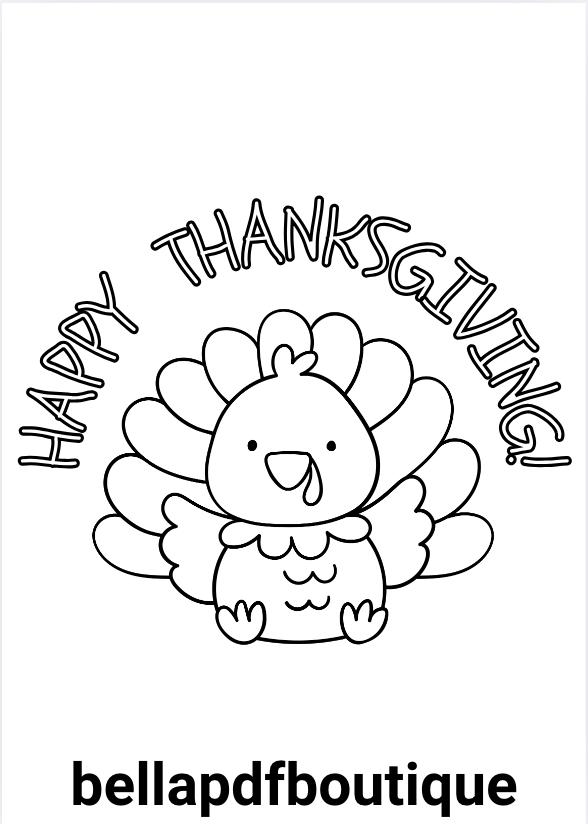 Set of 4 Thanksgiving Coloring Pages - Etsy