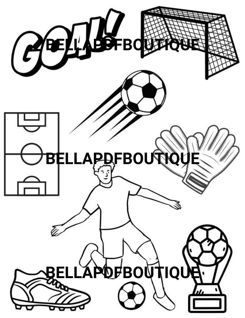 Set of 4 Sports Doodles Coloring Pages - Etsy