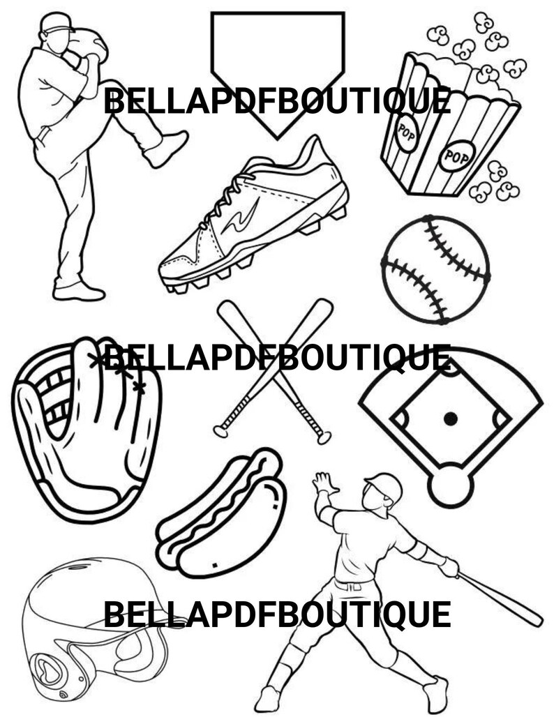 Set of 4 Sports Doodles Coloring Pages - Etsy