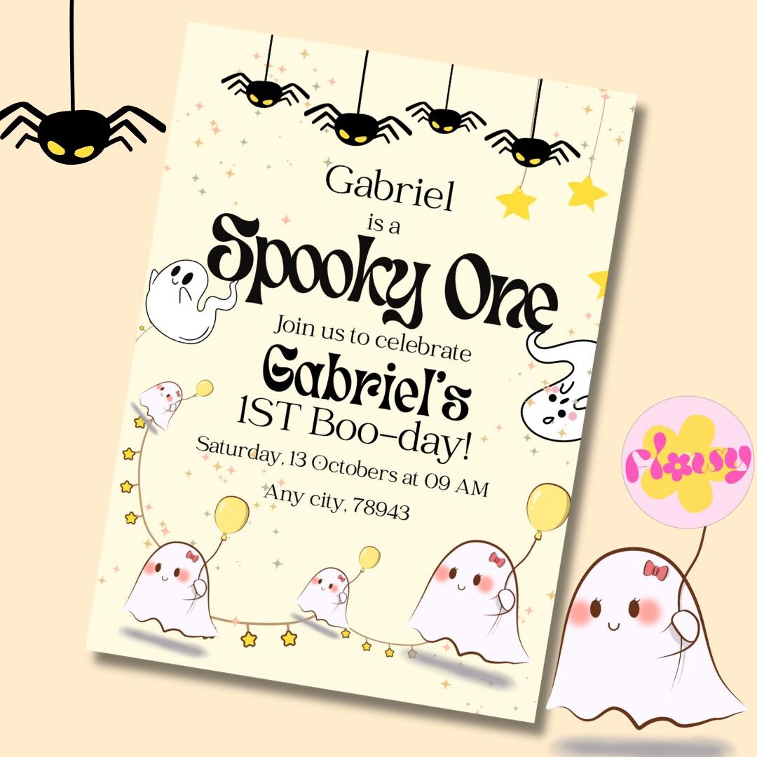 Digital Pastel Spooky Birthday Template Instant Download, Kawaii Pastel ...