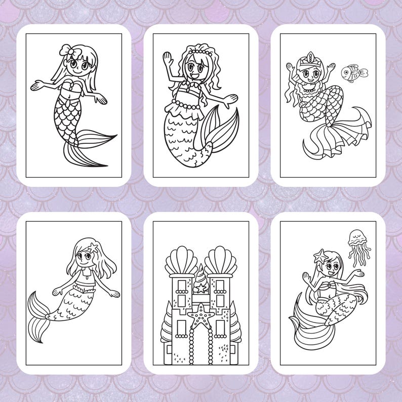 Mermaid Shell Coloring Pages Magical Under the Sea Theme Printable Kids ...