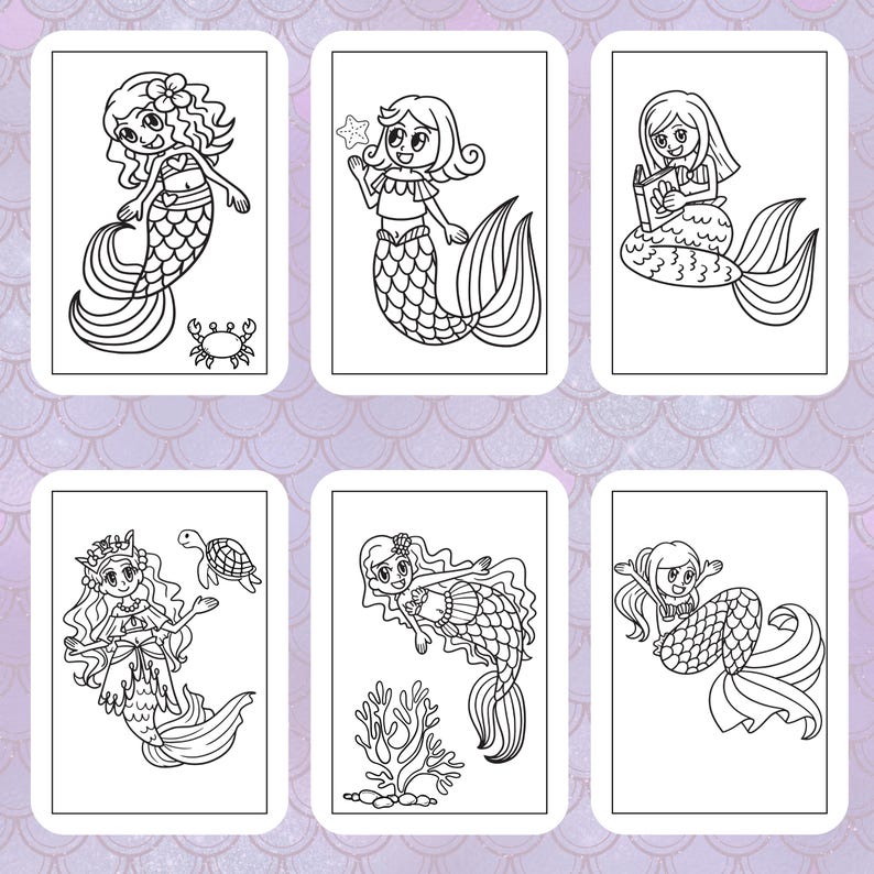 Mermaid Shell Coloring Pages Magical Under the Sea Theme Printable Kids ...