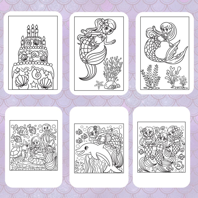 Mermaid Shell Coloring Pages Magical Under the Sea Theme Printable Kids ...