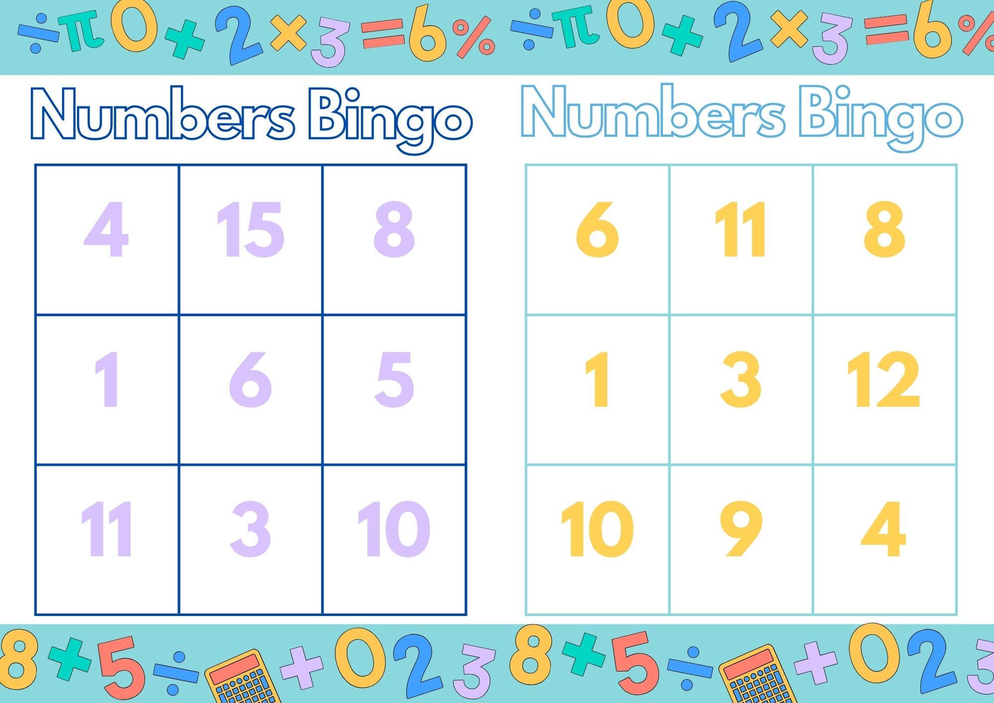 Maths Number Bingo Game, Kids Party (digital Download) - Etsy