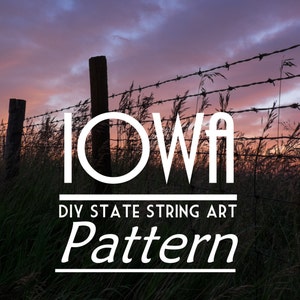 Iowa - DIY State String Art Pattern - 10.5" X 7" - Hearts & Stars ...