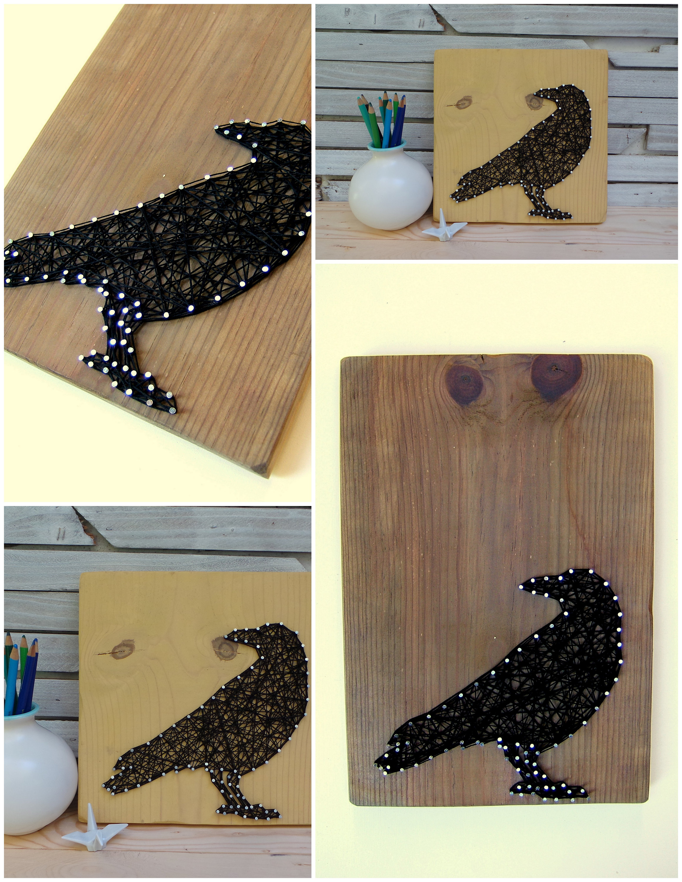 Raven String Art Pattern - 8" X 8" - Raven Silhouette - Etsy