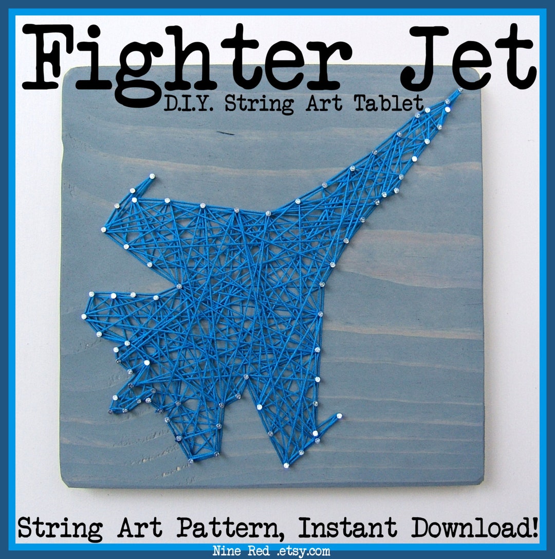 DIY String Art Pattern - Fighter Jet - 10.5" X 7" - Etsy