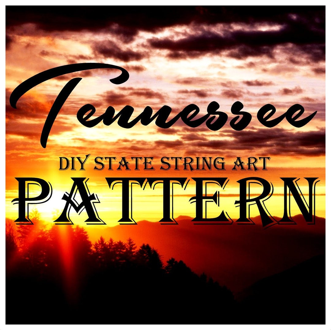 Tennessee - DIY State String Art Pattern - 12" X 3" - Hearts & Stars ...