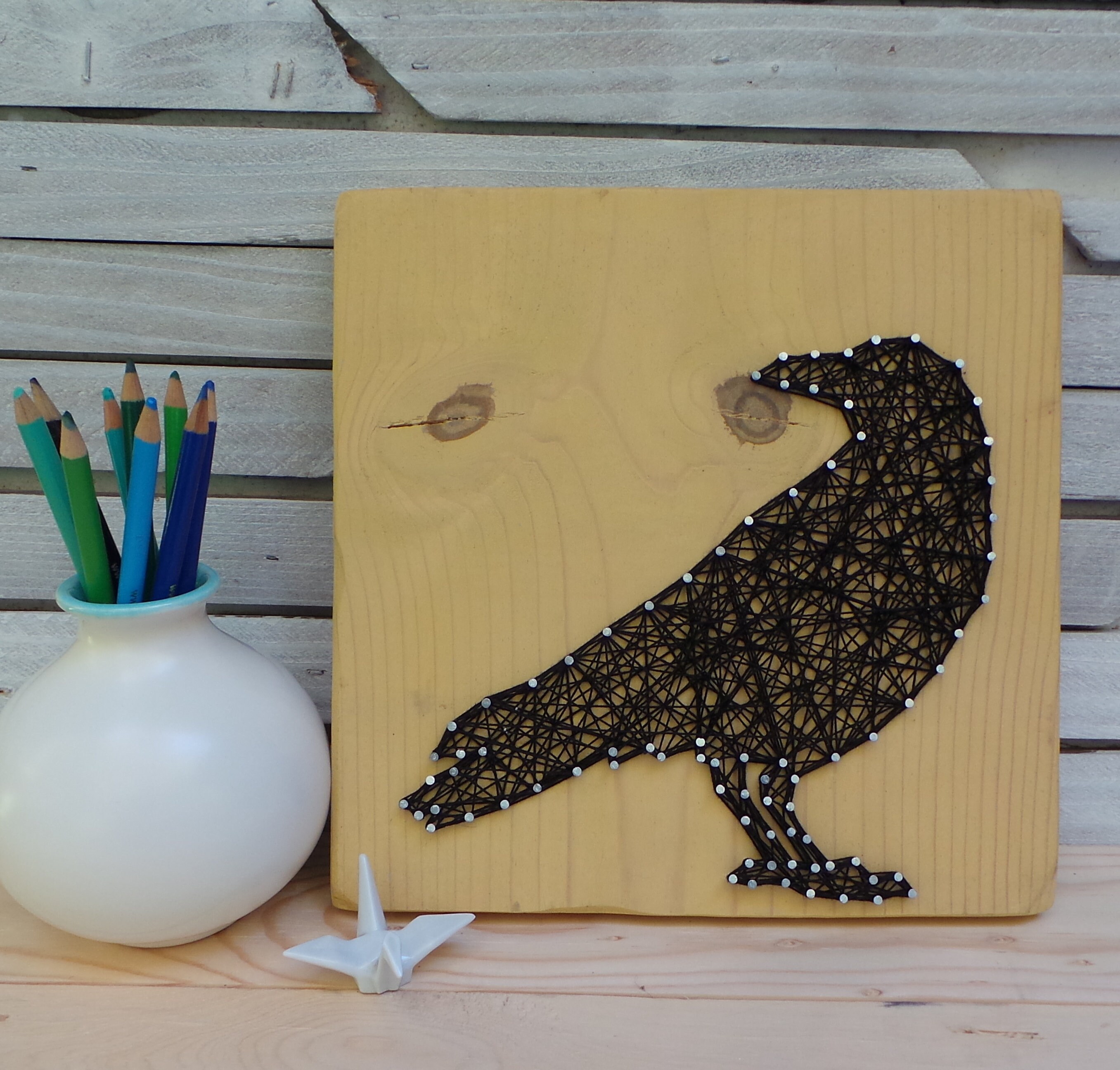 Raven String Art Pattern - 8" X 8" - Raven Silhouette - Etsy
