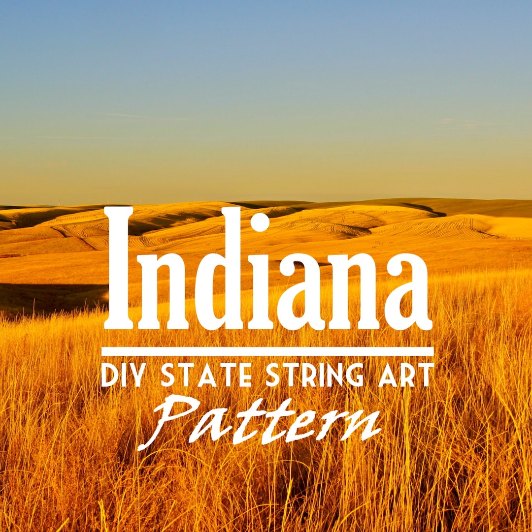 Indiana - DIY State String Art Pattern - 10.5" X 6.5" - Hearts & Stars ...