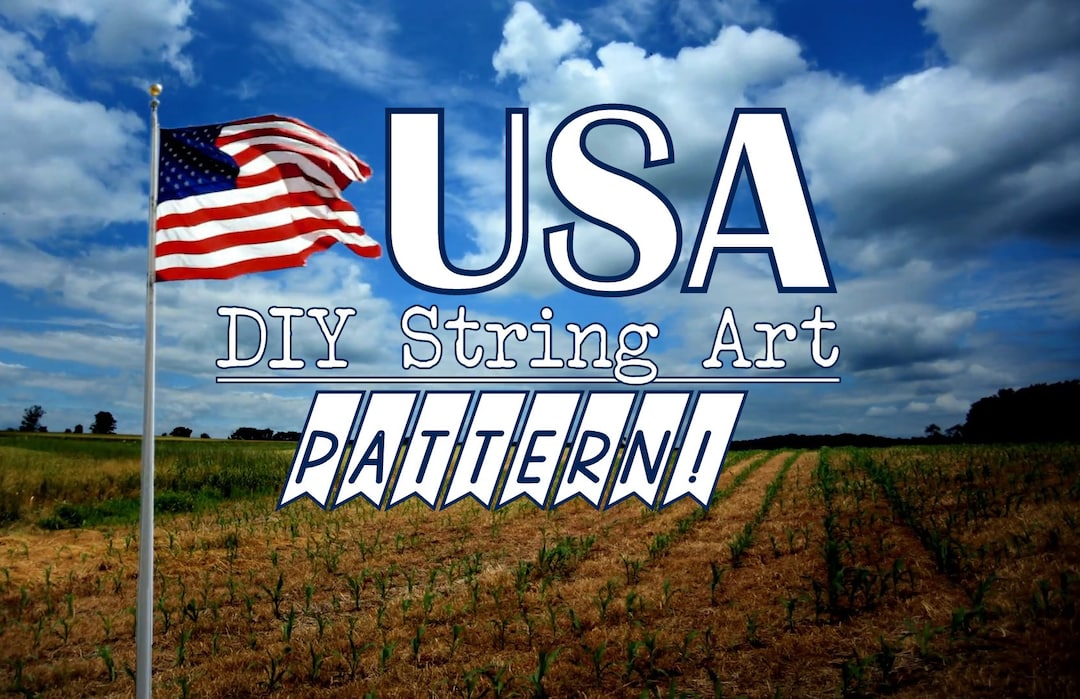 USA - DIY State String Art Pattern - 11" X 8.5" - Hearts & Stars ...