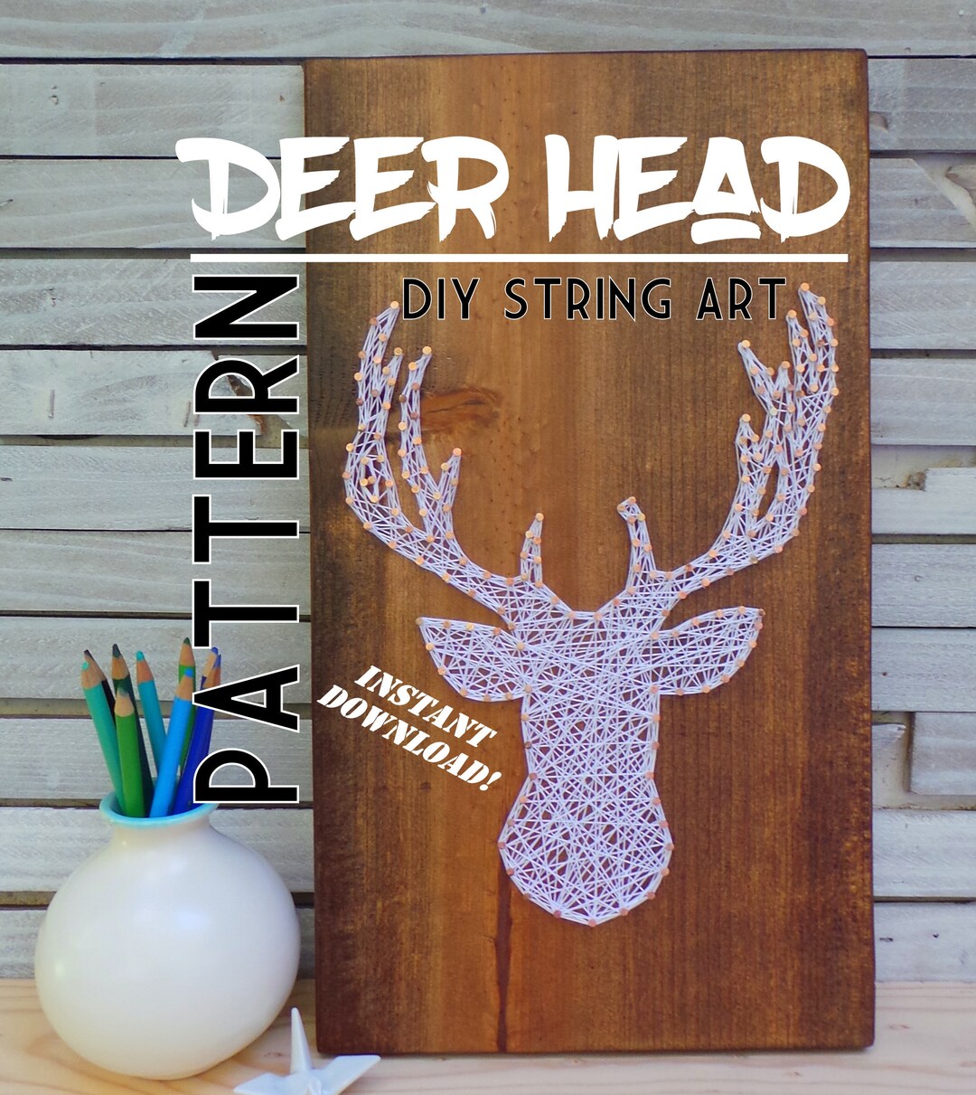Deer Head String Art Pattern - 10.5" X 8" - Buck Head Pattern - Etsy