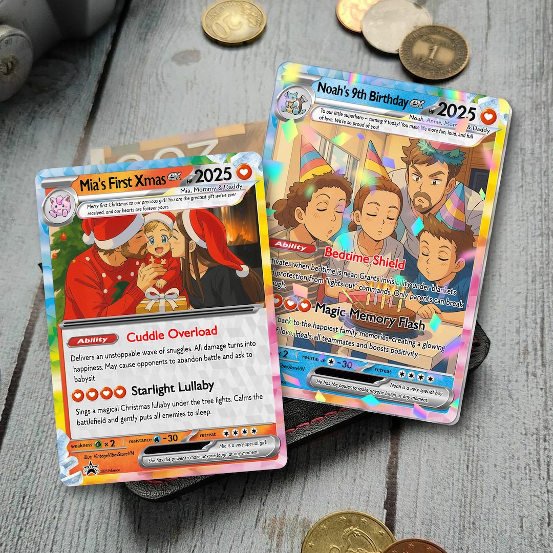 Personalized Pokemon Card, Custom Birthday Photo Art Card, Anniversary ...