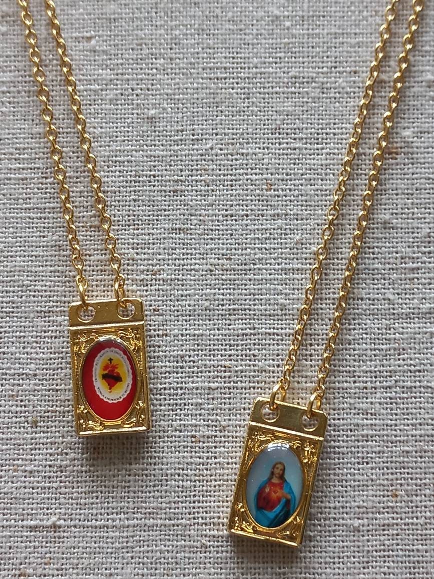 Charm Necklaces Sacred Heart Detente Scapular Necklace Medallas Sagrado ...