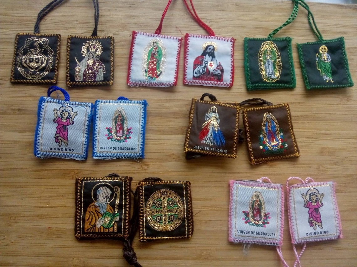 Extra Large Scapular Set: Our Lady, Sacred Heart, Divine Mercy - Etsy