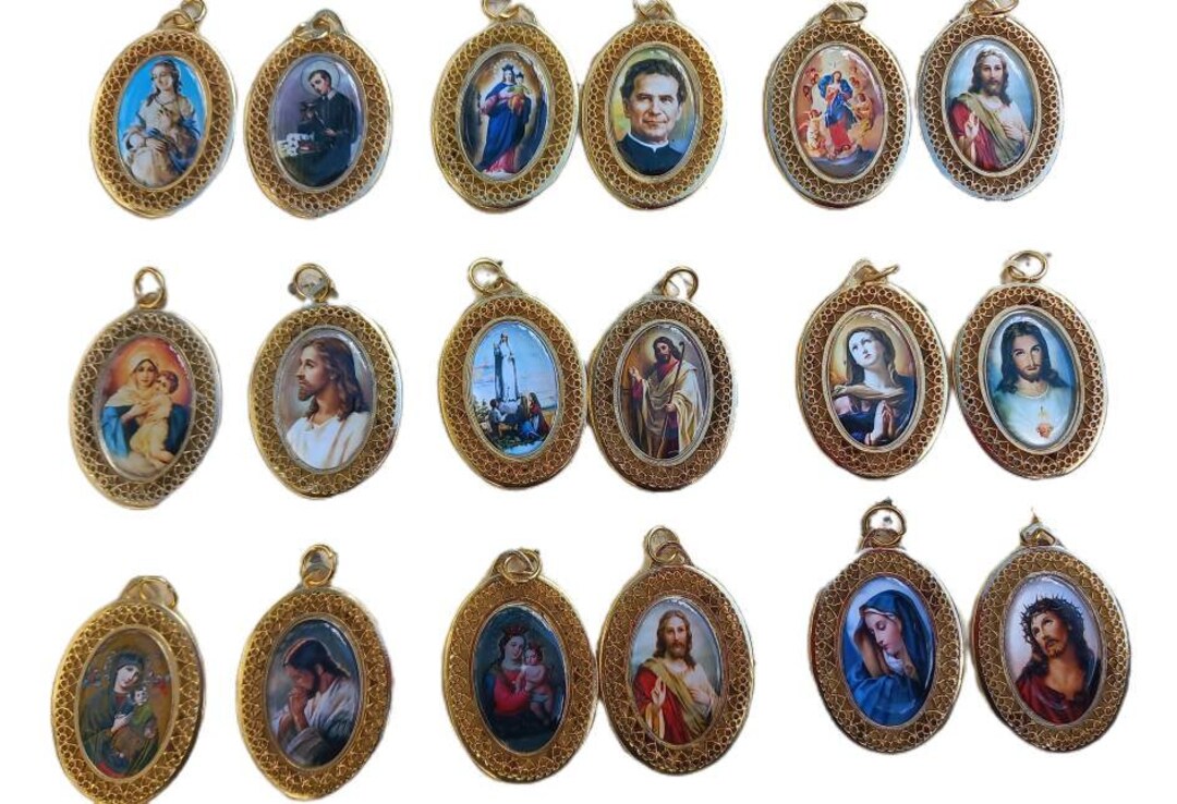 Large Virgen or Saint Pendant Medalla Catholic Pendant Charm Favor ...