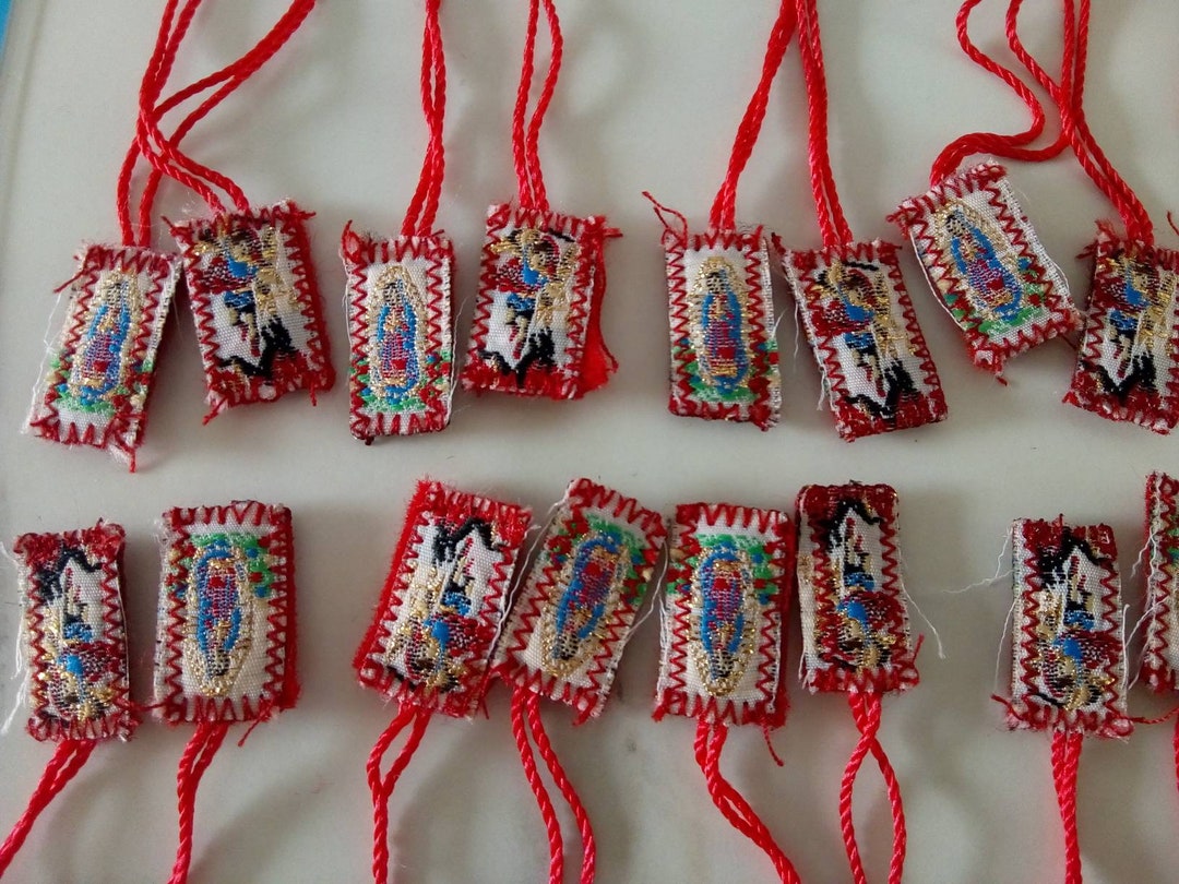 Set of 12 Mini Scapulars/virgen De Guadalupe/arcangel Miguel ...