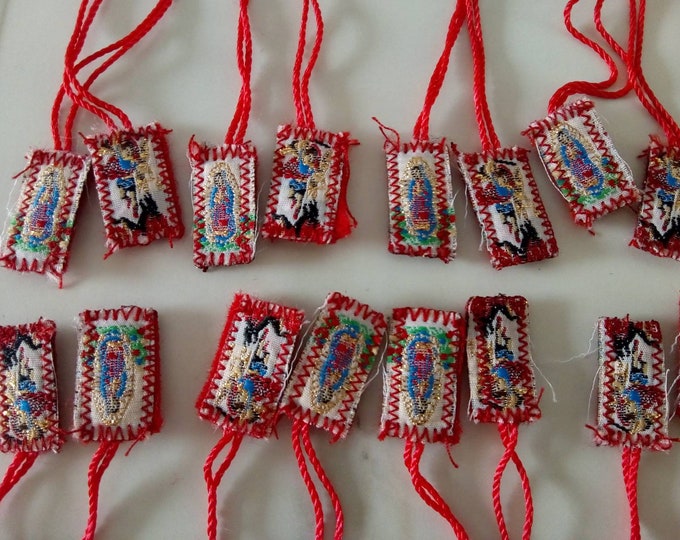 Set of 12 Mini Scapulars/virgen De Guadalupe/arcangel Miguel - Etsy