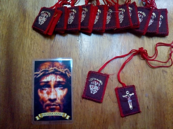Set of 12 the Precious Blood of Jesus Scapulars Passion of | Etsy