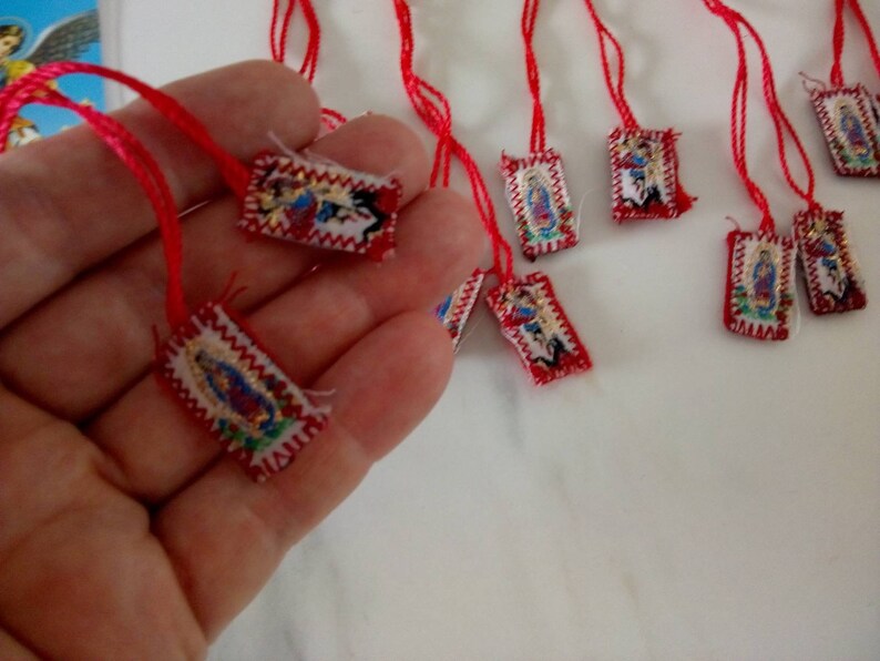 Set of 12 Mini Scapulars/virgen De Guadalupe/arcangel Miguel - Etsy