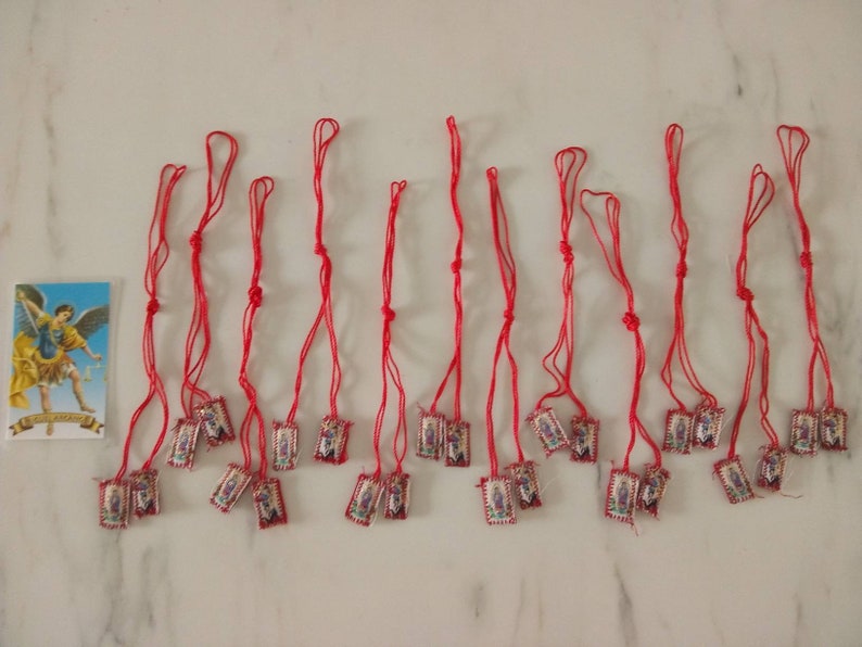 Set of 12 Mini Scapulars/virgen De Guadalupe/arcangel Miguel - Etsy