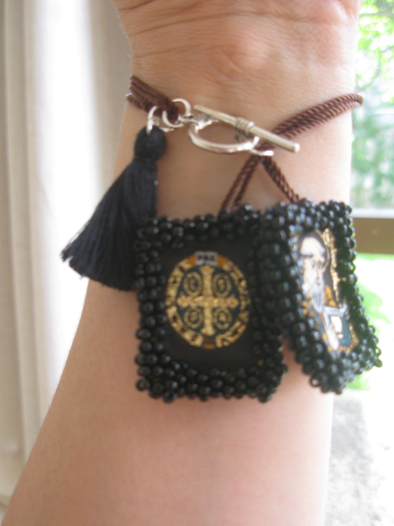Saint Benedict Scapular Bracelet/escapulario Bordado/mexican Gift/saint ...