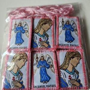 Mystic Rose Scapular: Arcangel Rafael, Pink Catholic Gift - Etsy
