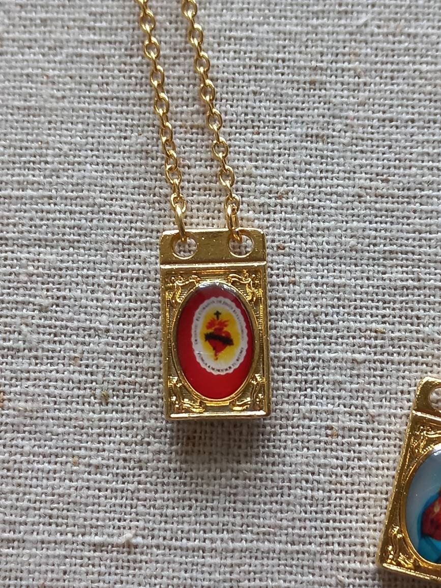 Charm Necklaces Sacred Heart Detente Scapular Necklace Medallas Sagrado ...