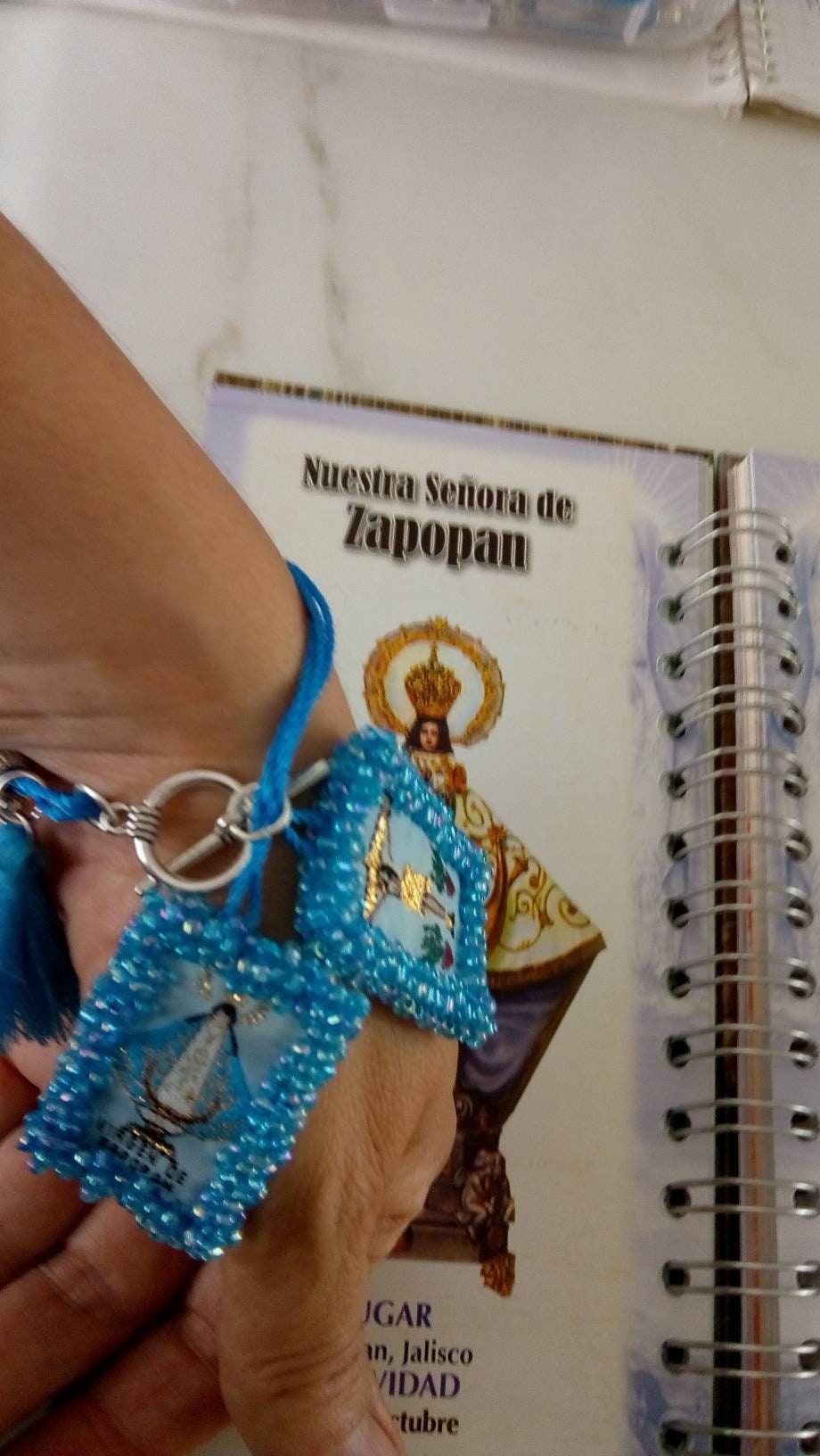 Escapulario/scapular Bracelet/blue Beaded Scapular/escapulario Bordado ...