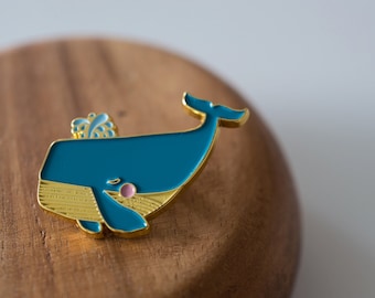 Squid and Whale Enamel Pin Ocean Enamel Pin Whale Enamel - Etsy