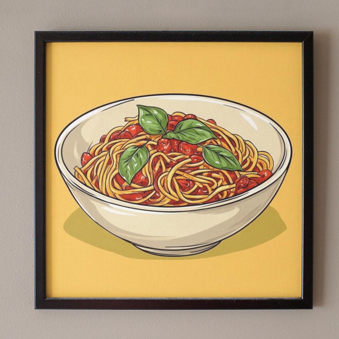 Retro Spaghetti Art Print, 8x8, Pasta Spaghetti Art, Artful Kitchen ...