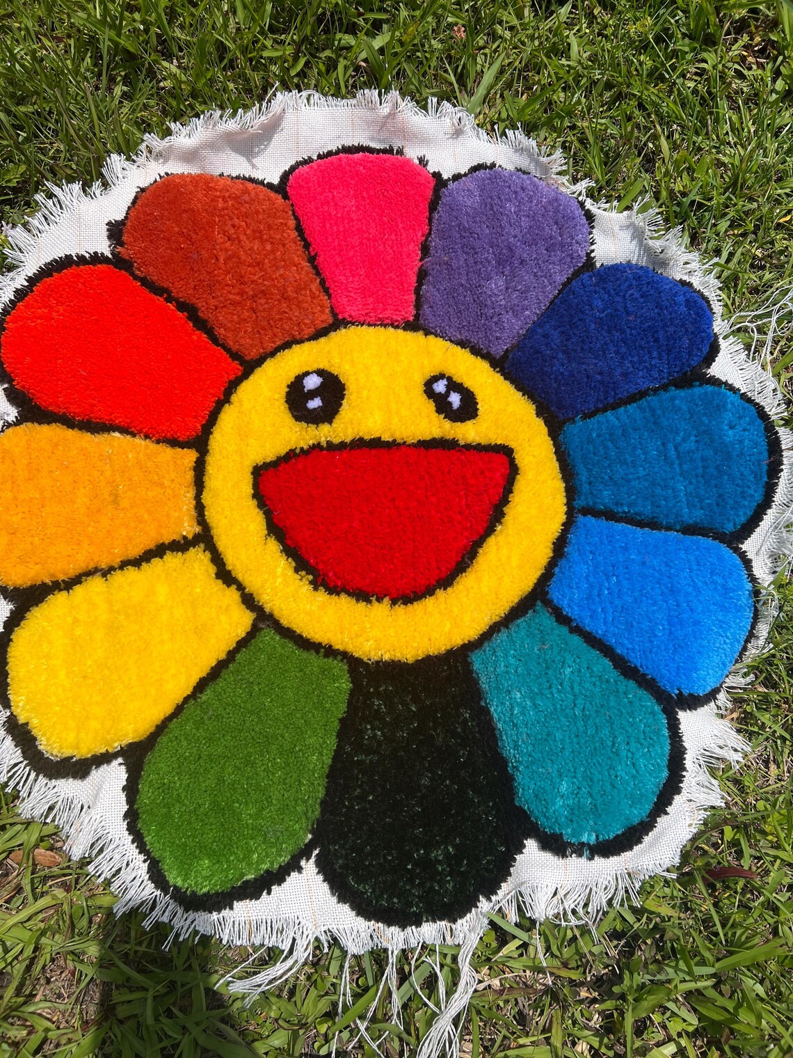Rainbow Flower Tufted Rug Custom Rug - Etsy