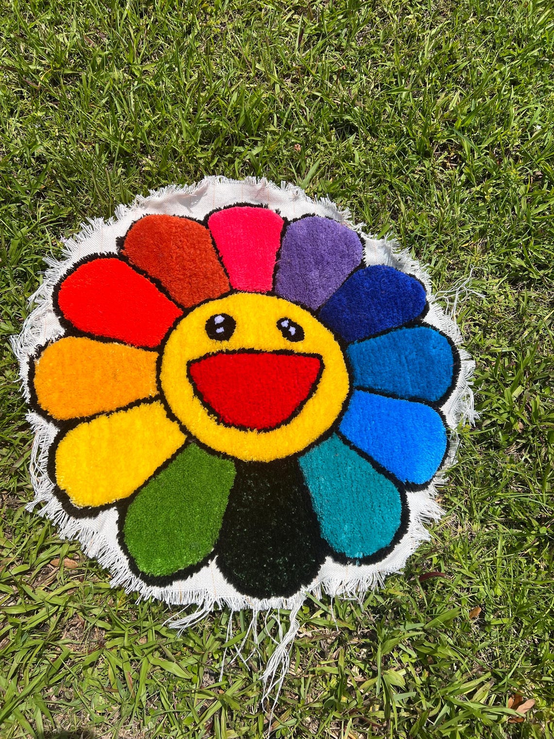 Rainbow Flower Tufted Rug Custom Rug - Etsy