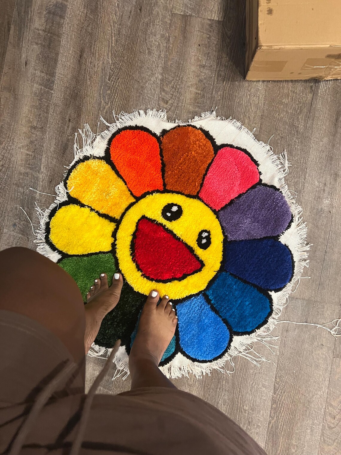 Rainbow Flower Tufted Rug Custom Rug - Etsy