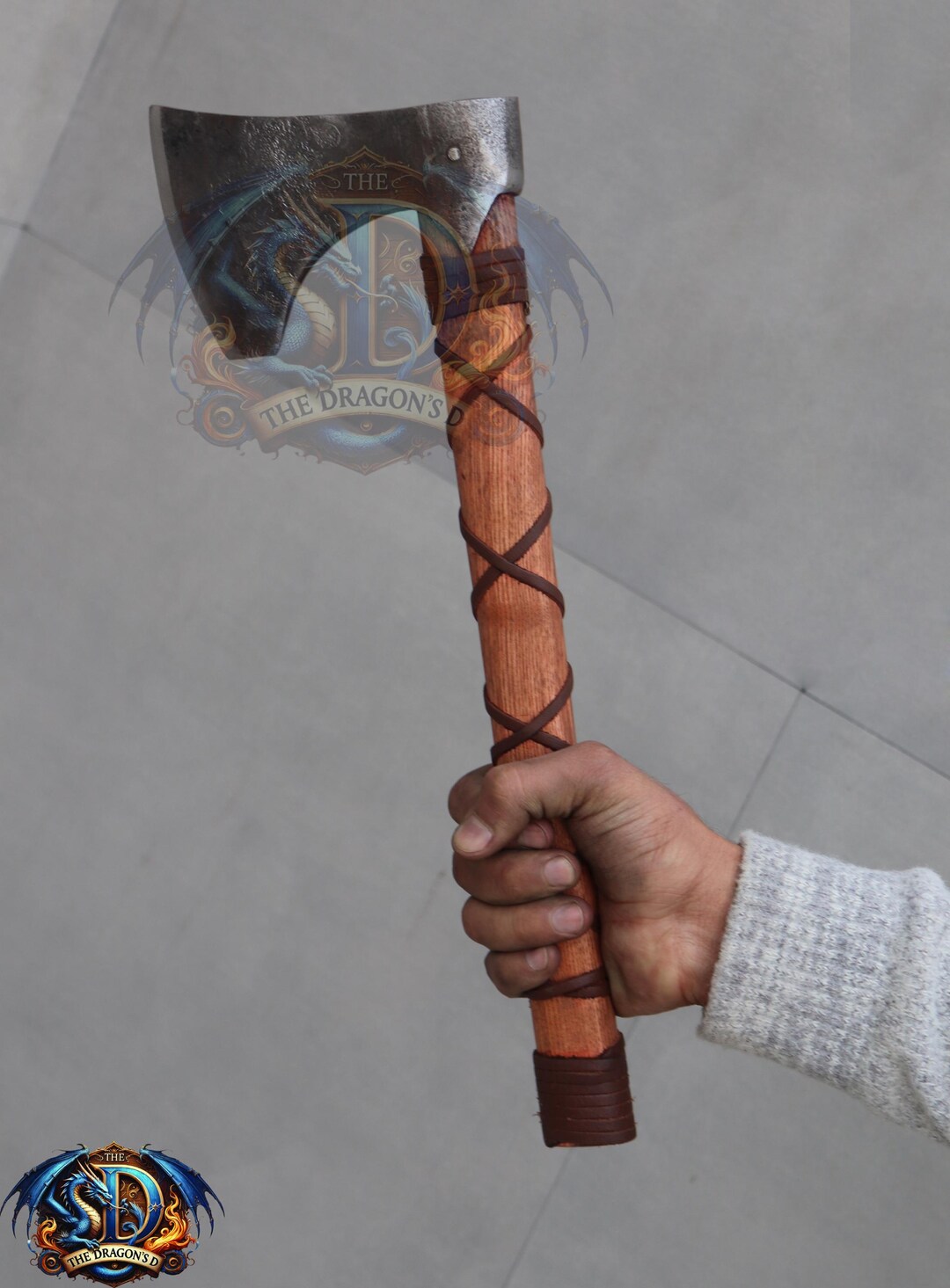 Viking-style Hand Axe With Wooden Grip, Medieval Battle Axe With ...