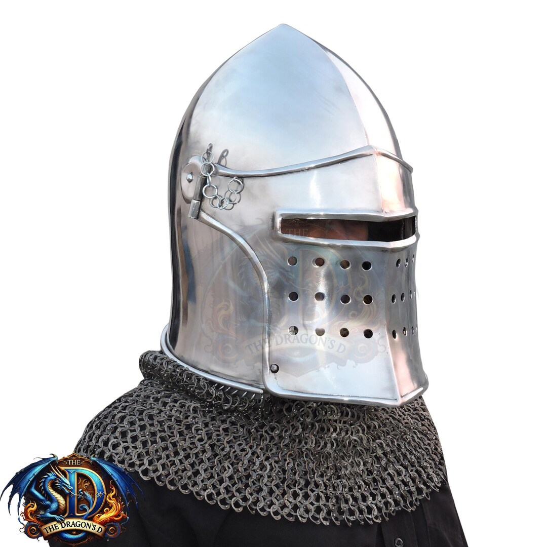 SCA Barbuta Helmet With Riveted Aventail 4130 Hardened Treated Steel - Etsy