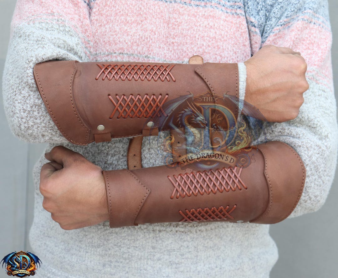 Handcrafted Leather Bracers With Cross-lace Design - Medieval LARP and ...