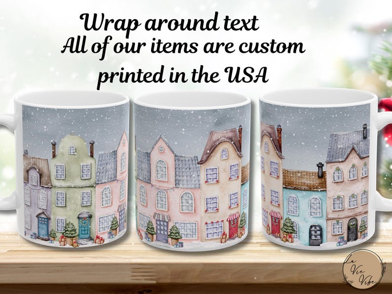 Winter Village Christmas Mug: Cozy Holiday Cottage Snow Scene - Etsy