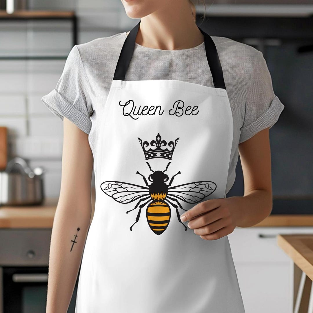 Queen Bee Apron, French Design, Kitchen Apron, Gift for Cook, Chef ...