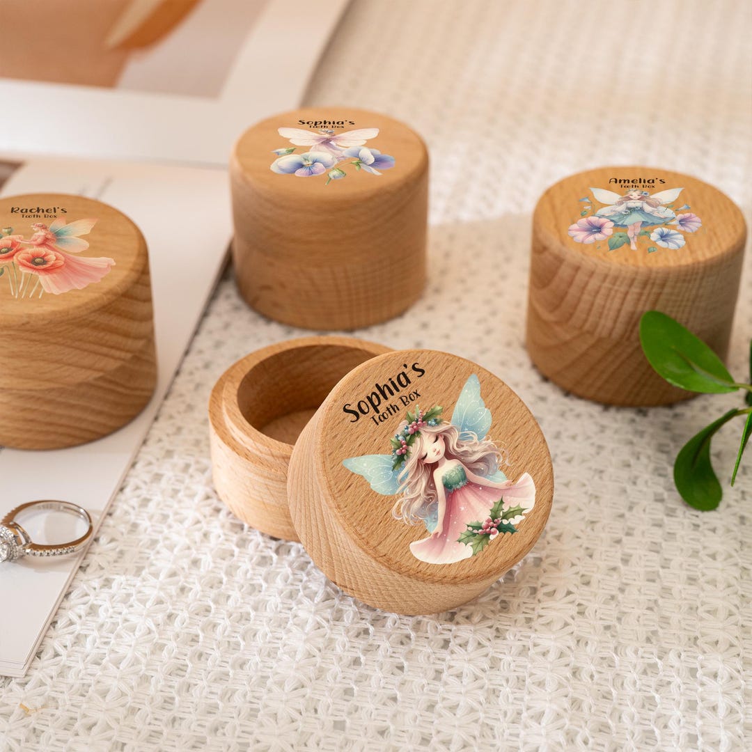 Personalised Wooden Tooth Fairy Coin Box,girl Tooth Box Keepsake,milk ...