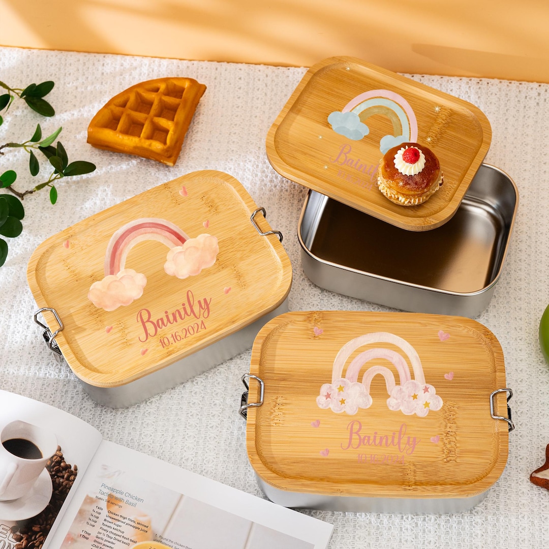 Personalized Lunch Box With Name and Rainbow,friendly Metal Lunch Box ...
