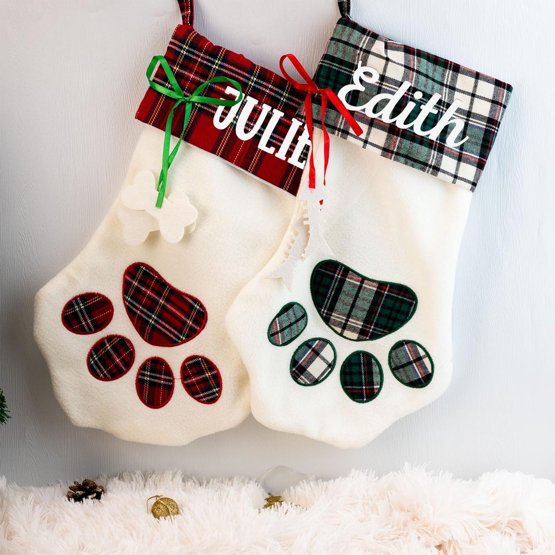 Personalized Pet Christmas Stockings,christmas Pet Paw Stockings for ...
