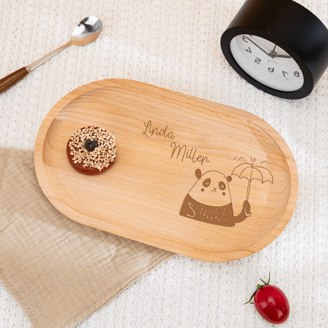Custom Wooden Tray Engraved Animal, Wooden Platter, Tea & Biscuits ...