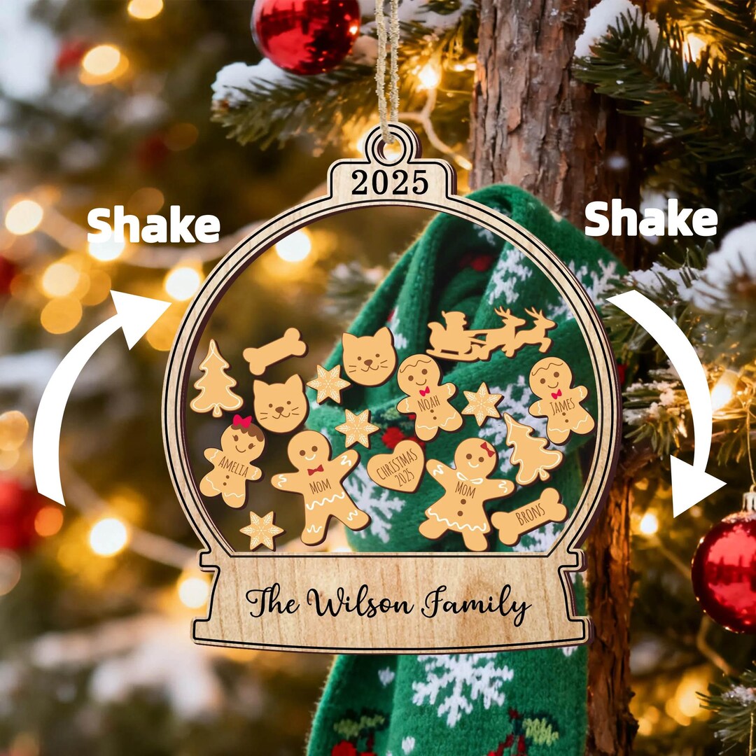 Custom Gingerbread Christmas Ornament, Family Ornament Shaker, 4D ...
