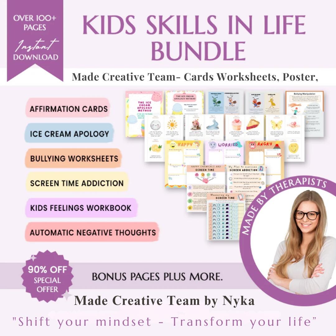Kids Life Skills Essentials Bundle Therapy Worksheets for Calming ...