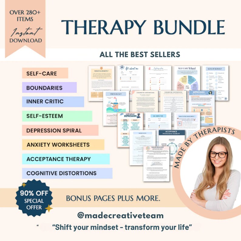 Therapy Worksheet Bundle, Psychology Resources, Inner Critic ...