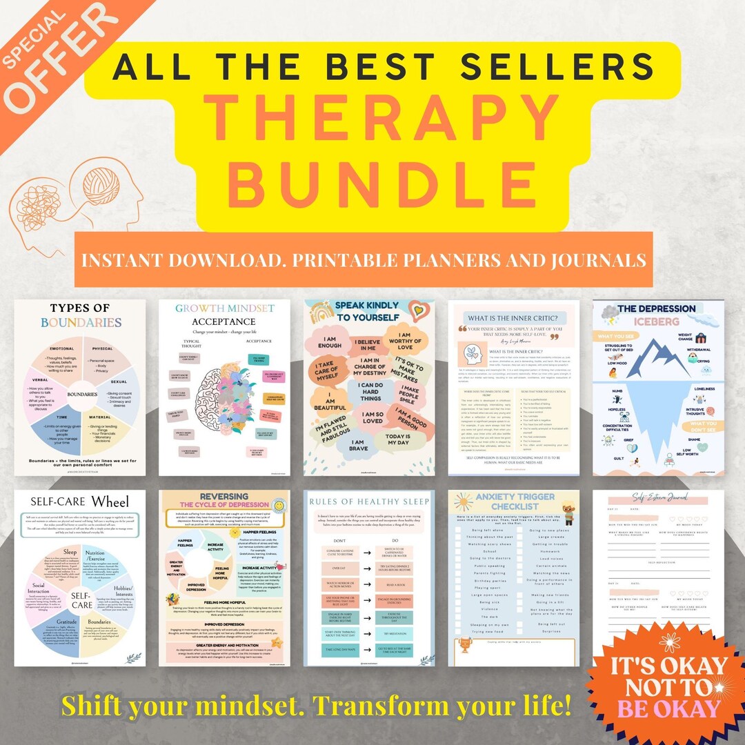 Printable Therapy Worksheets and Journal Bundle Boundaries, Anxiety ...