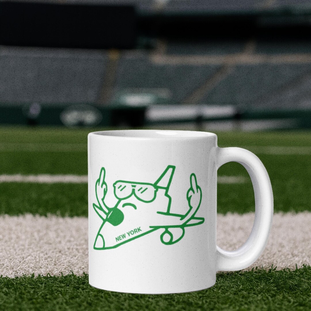 Funny Jet Football Mascot Mug, New York Fan Gift, Hilarious Coffee Cup ...