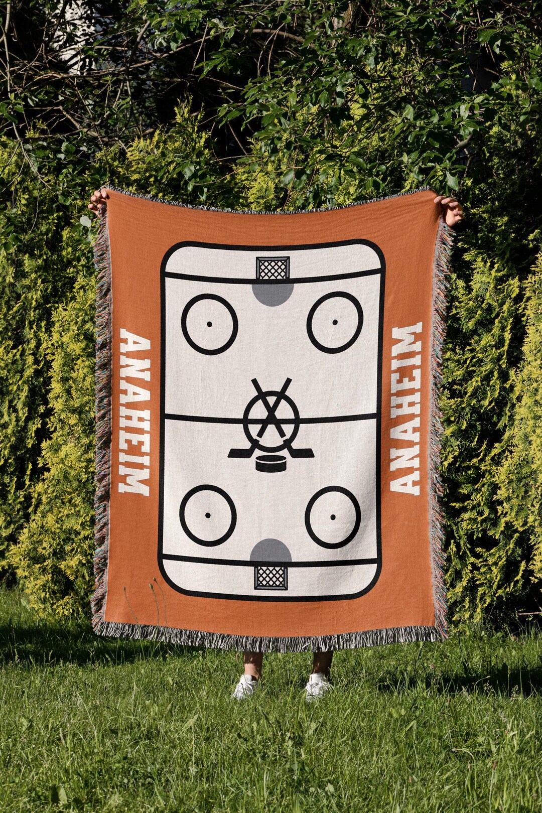 Anaheim, Woven Blanket, Duck, Hockey, Christmas Gift, Hockey Blanket ...